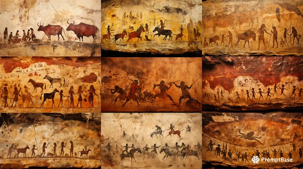 Ancient Cave Drawings Midjourney Prompt | PromptBase