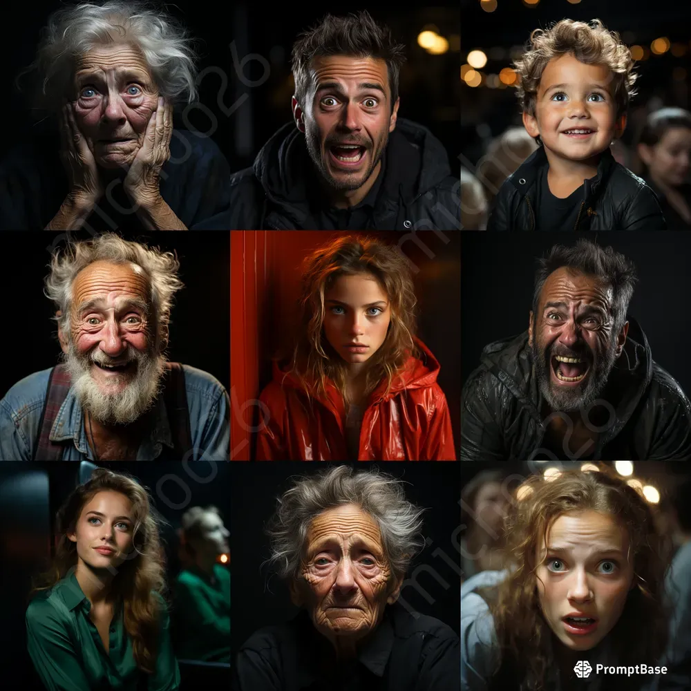 Emotions Drawn On Faces Midjourney Prompt | PromptBase