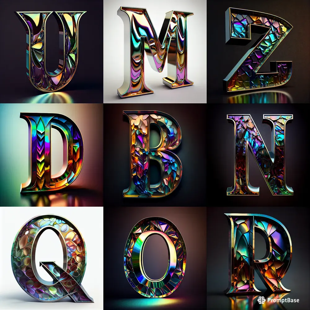 Stained Glass Letters Midjourney Prompt | PromptBase