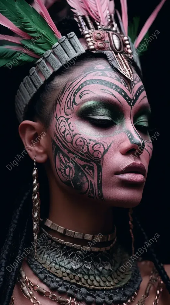 Elegant Cultural Face Paintings Of Women Midjourney Prompt | PromptBase
