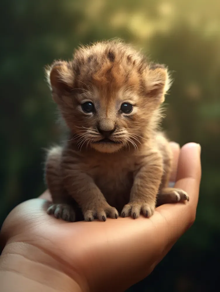 Cute Realistic Baby Animals In Hands Midjourney Prompt | PromptBase