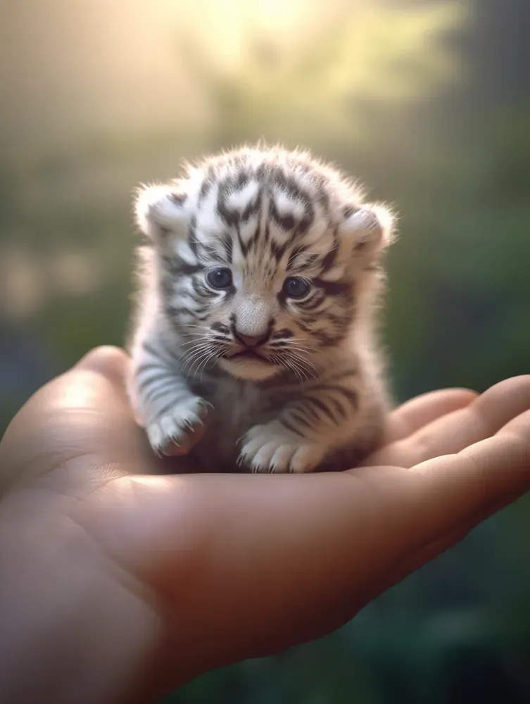 Cute Realistic Baby Animals In Hands Midjourney Prompt | PromptBase