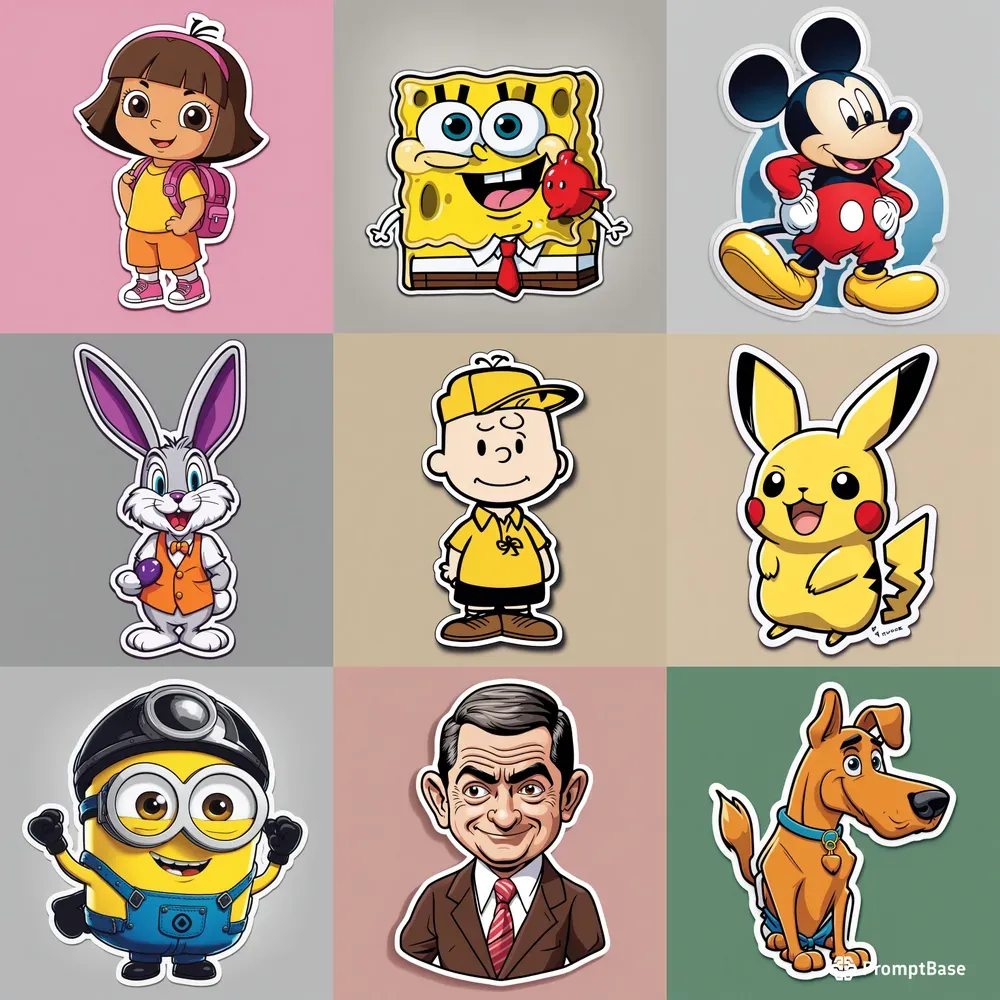 Cartoon Character Sticker Series DALL·E Prompt | PromptBase