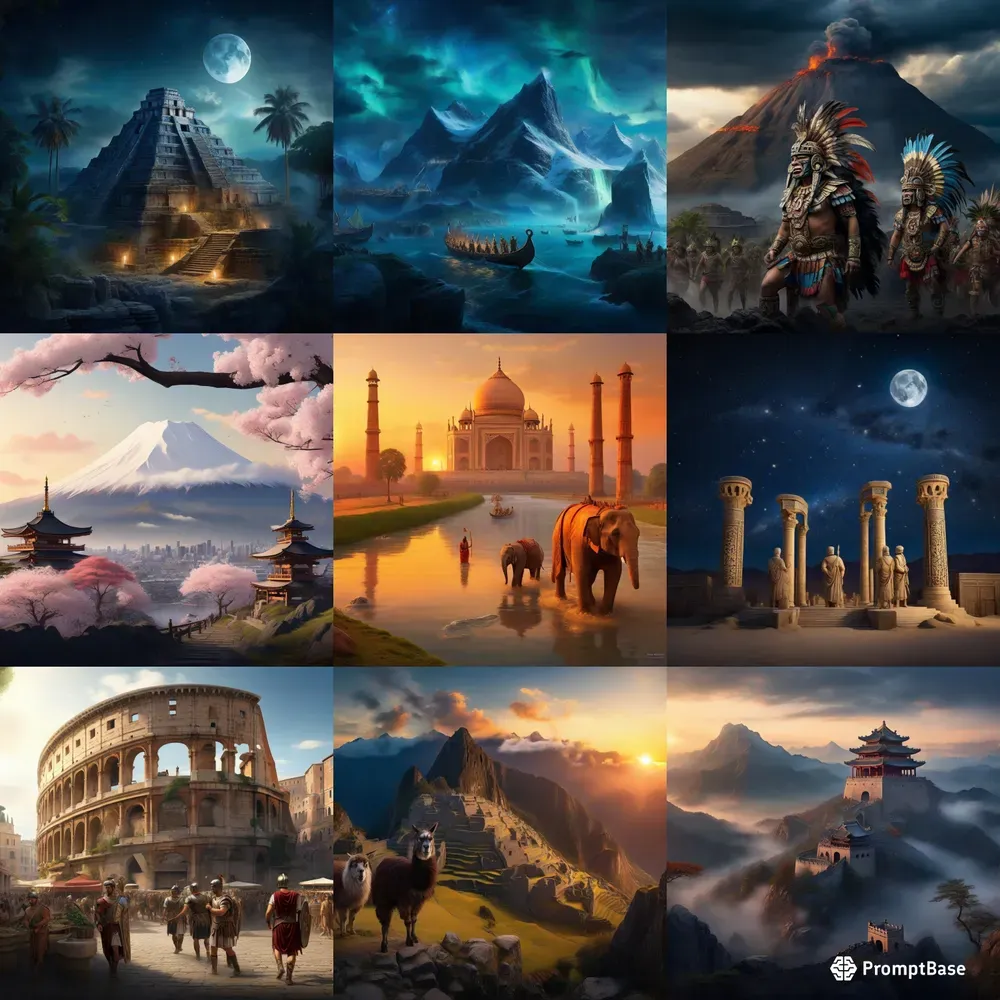 Ancient Civilizations Panoramic Tapestries Leonardo Ai Prompt | PromptBase