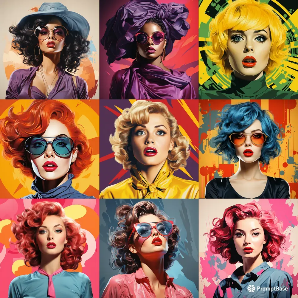 Female Fashionistas On Pop Art Style Midjourney Prompt | PromptBase