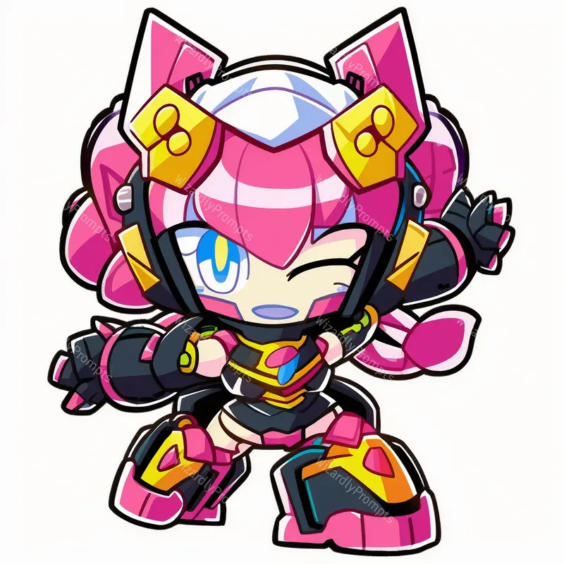 Mecha Girl Stickers Midjourney Prompt Promptbase
