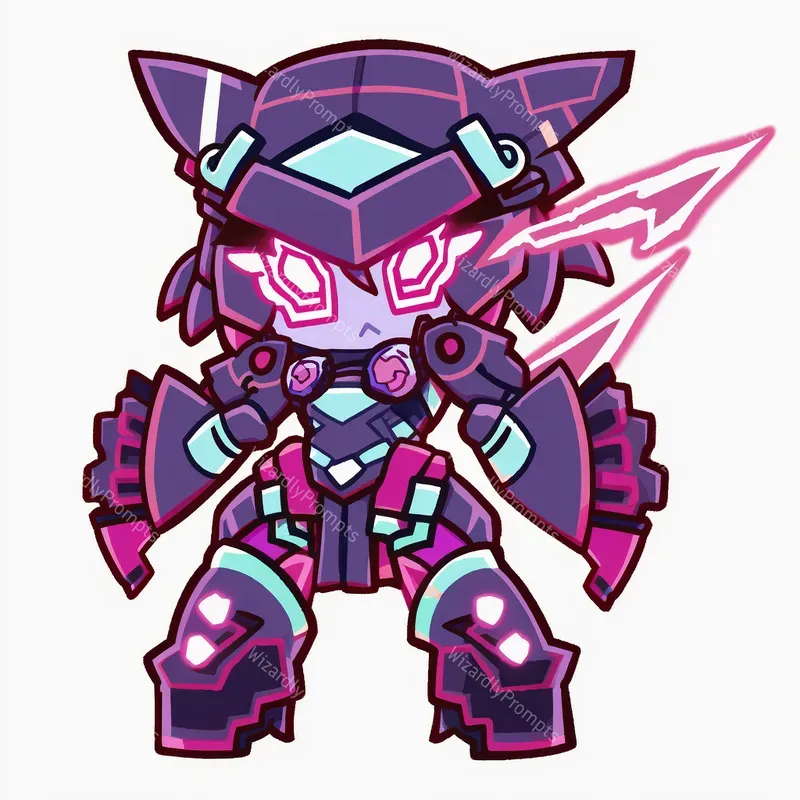 Mecha Girl Stickers Midjourney Prompt Promptbase