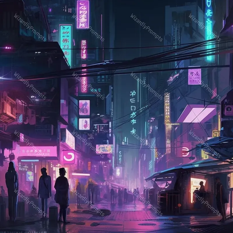 Cyberpunk Cityscape Digital Paintings Midjourney Prompt | PromptBase