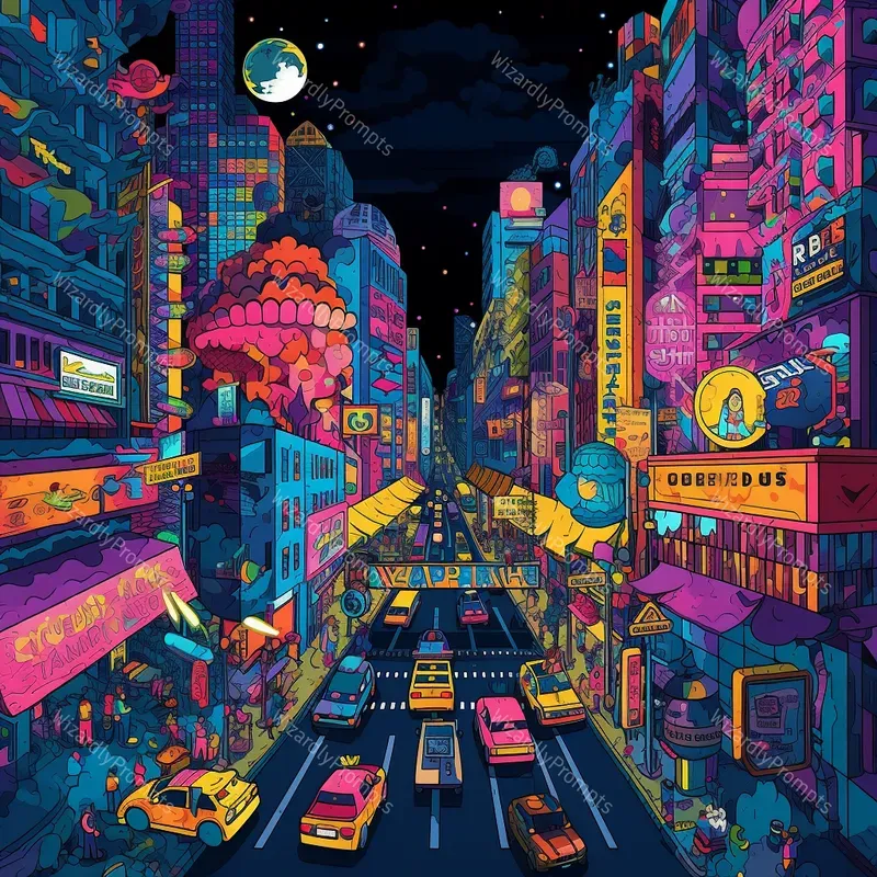 Bustling City Pixel Pop Art Midjourney Prompt | PromptBase