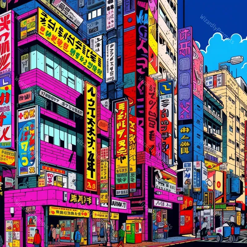 Bustling City Pixel Pop Art Midjourney Prompt | PromptBase