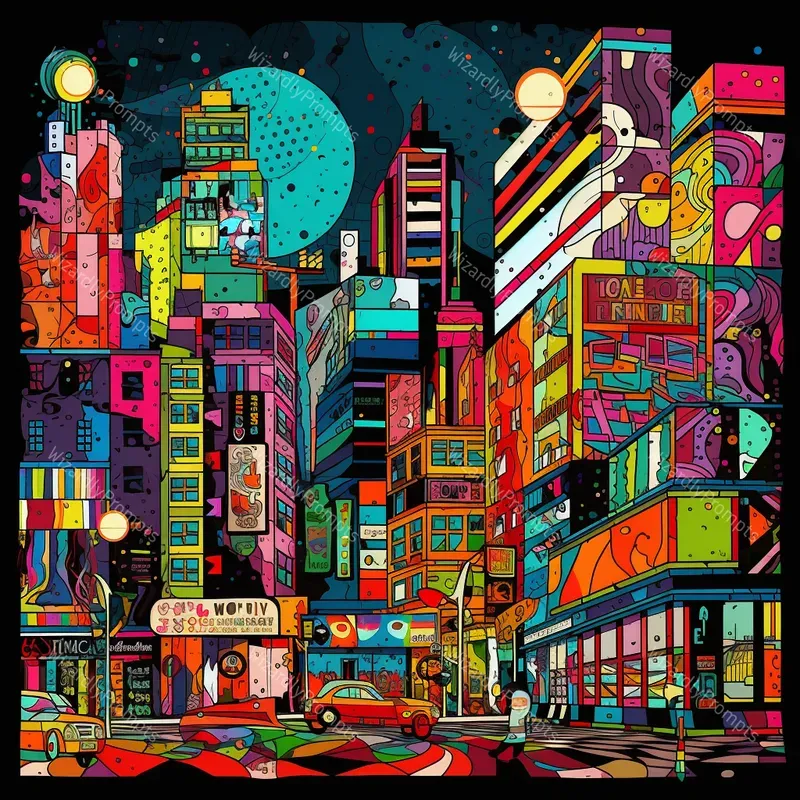 Bustling City Pixel Pop Art Midjourney Prompt | PromptBase