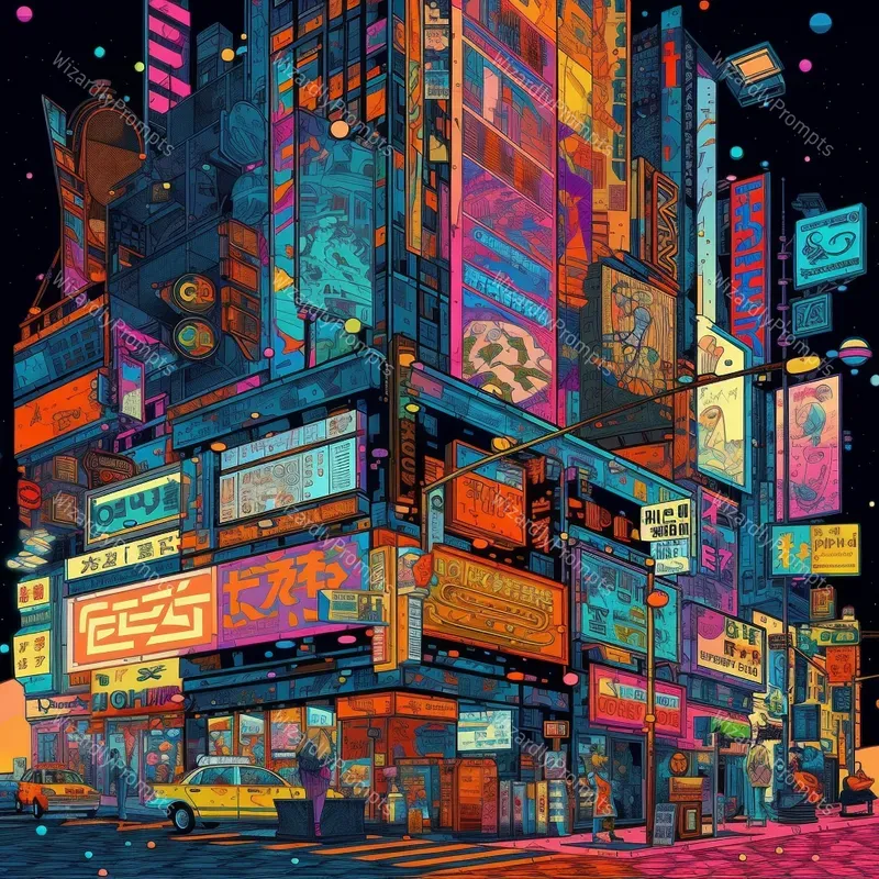 Bustling City Pixel Pop Art Midjourney Prompt | PromptBase