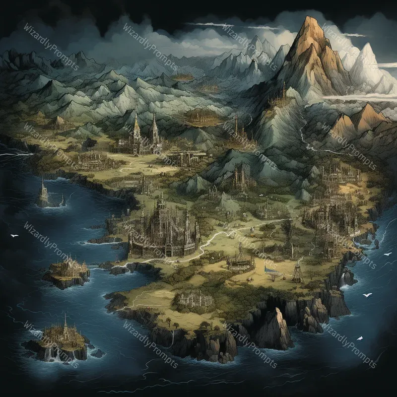 Fantasy Themed Map Illustrations Midjourney Prompt | PromptBase