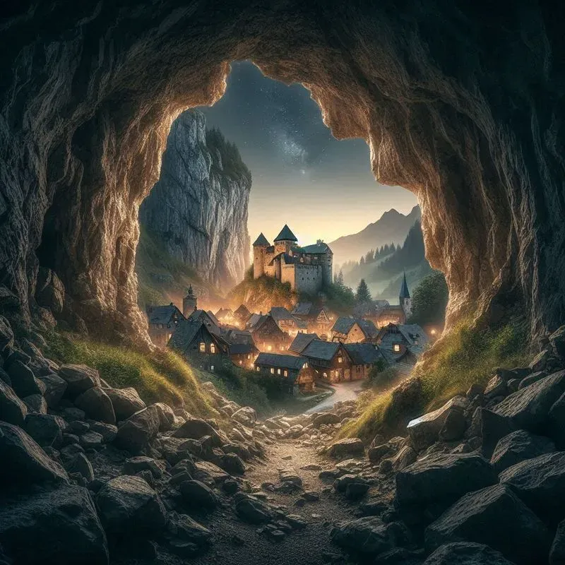 Realistic Views From Caves To Everywhere DALL·E Prompt | PromptBase
