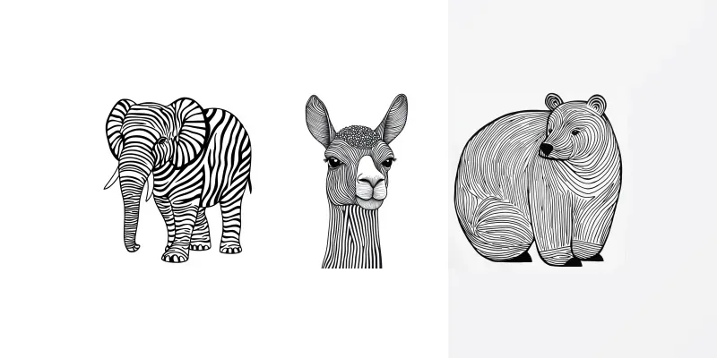 Striped Animal Coloring Page Generator App | PromptBase