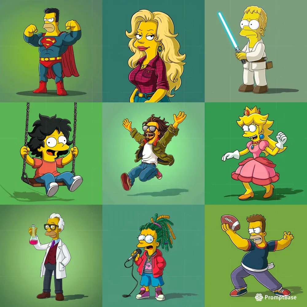 The Simpsons Characters Midjourney Prompt | PromptBase