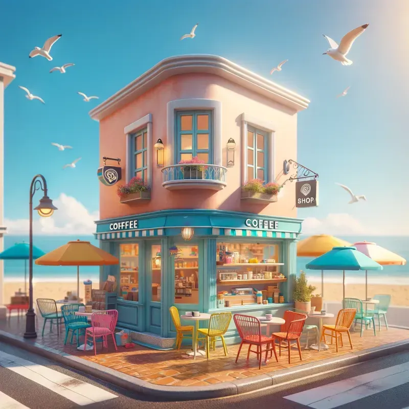 Bright Summer Coffee Shop DALL·E Prompt | PromptBase