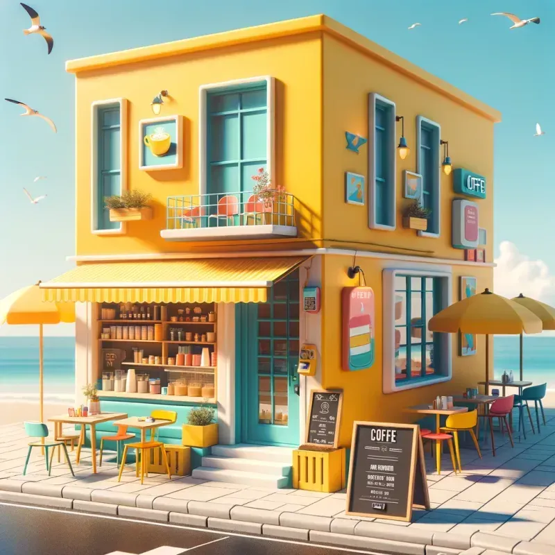 Bright Summer Coffee Shop DALL·E Prompt | PromptBase