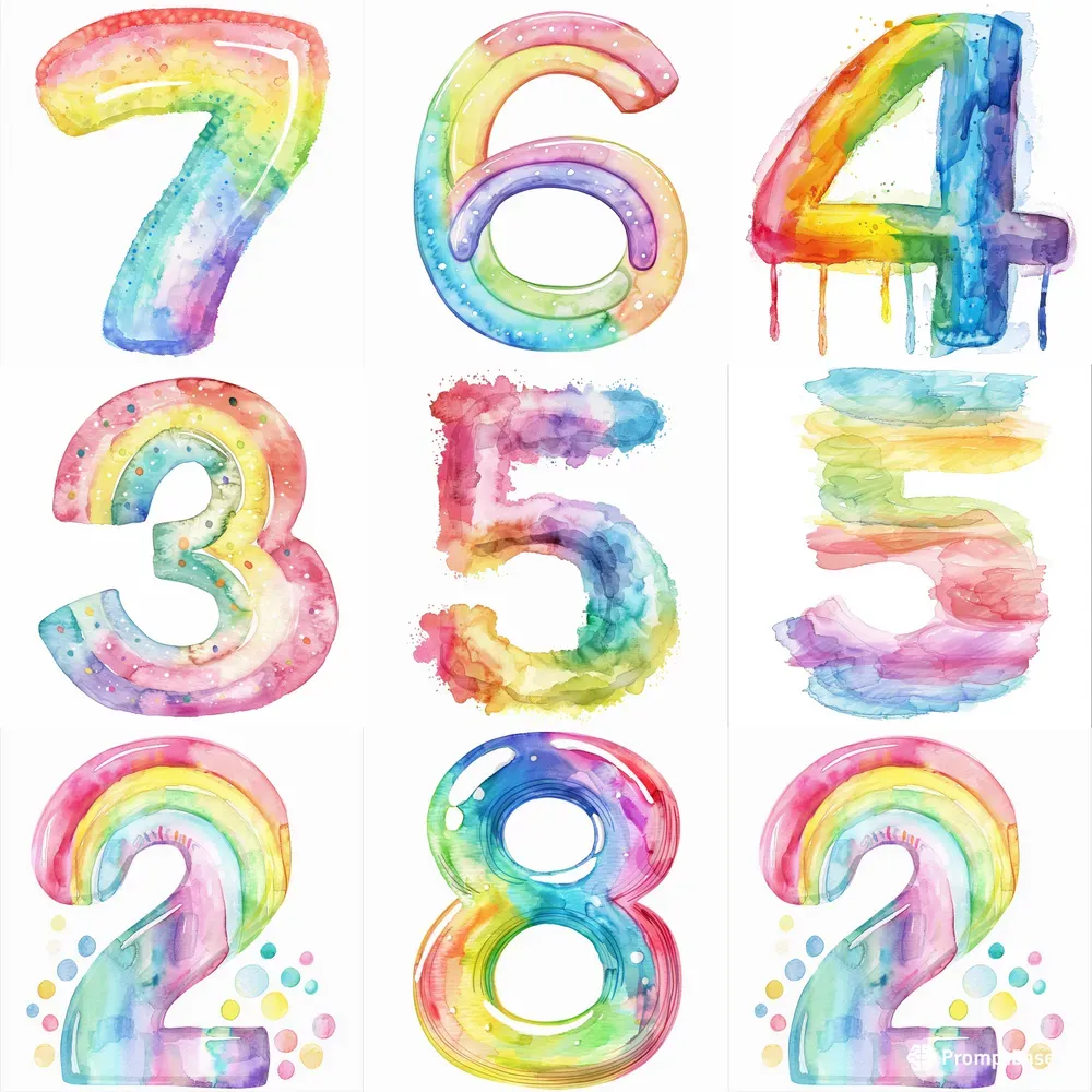 Rainbow Dreamy Pastel Numbers Midjourney Prompt | PromptBase