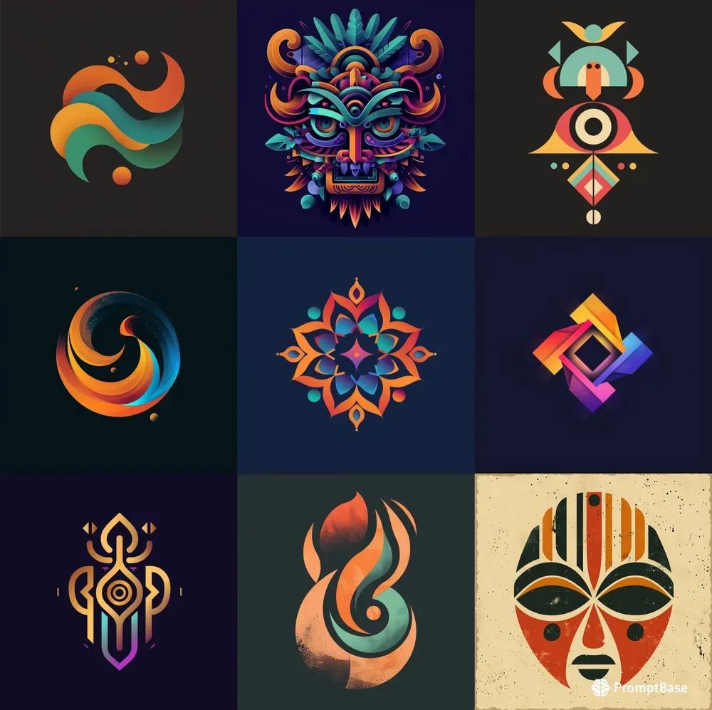 Nahual Abstract Logo Designs Midjourney Prompt | PromptBase