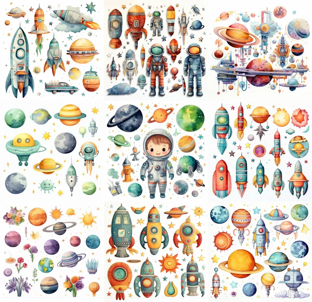 Space Theme Various Clip Art Packs Midjourney Prompt | PromptBase
