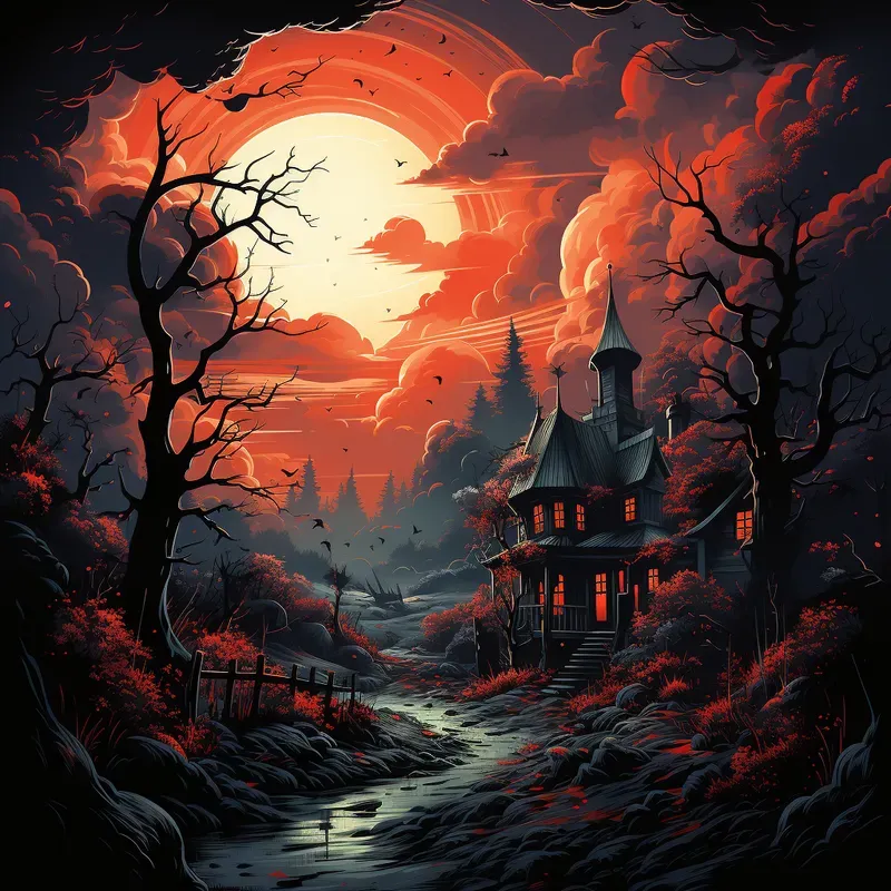 Nightmare Sunset Illustrations Midjourney Prompt | PromptBase