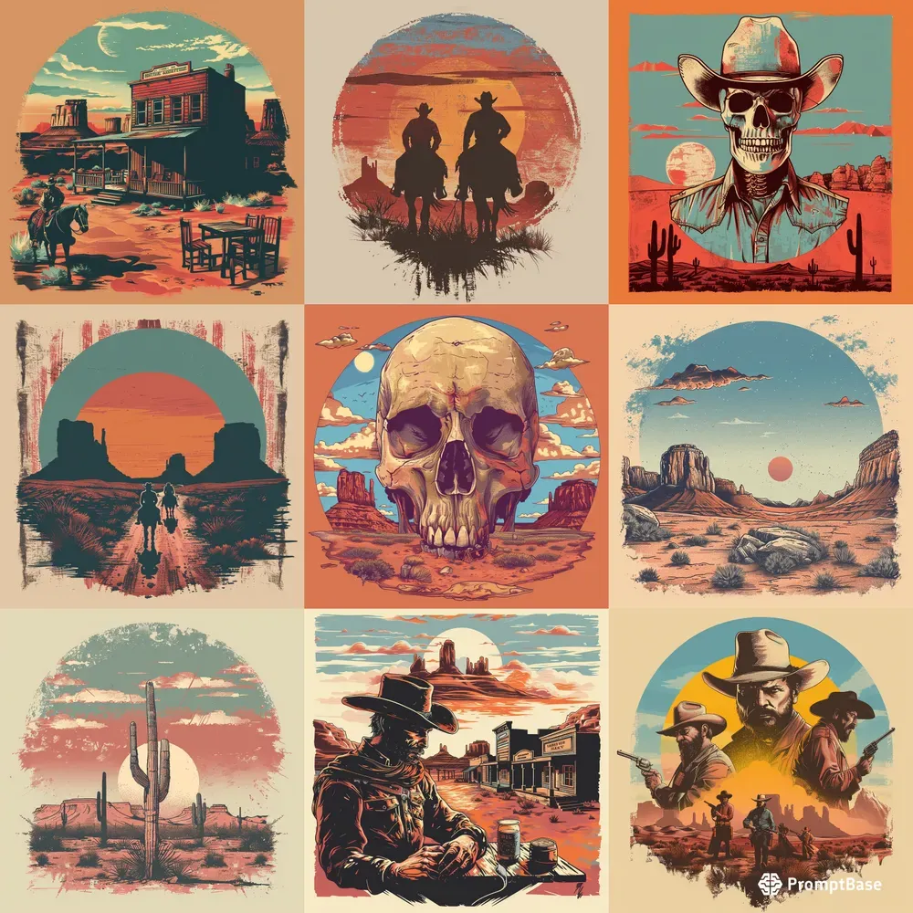 Tshirts Classic Western Frontier Tees Midjourney Prompt | PromptBase