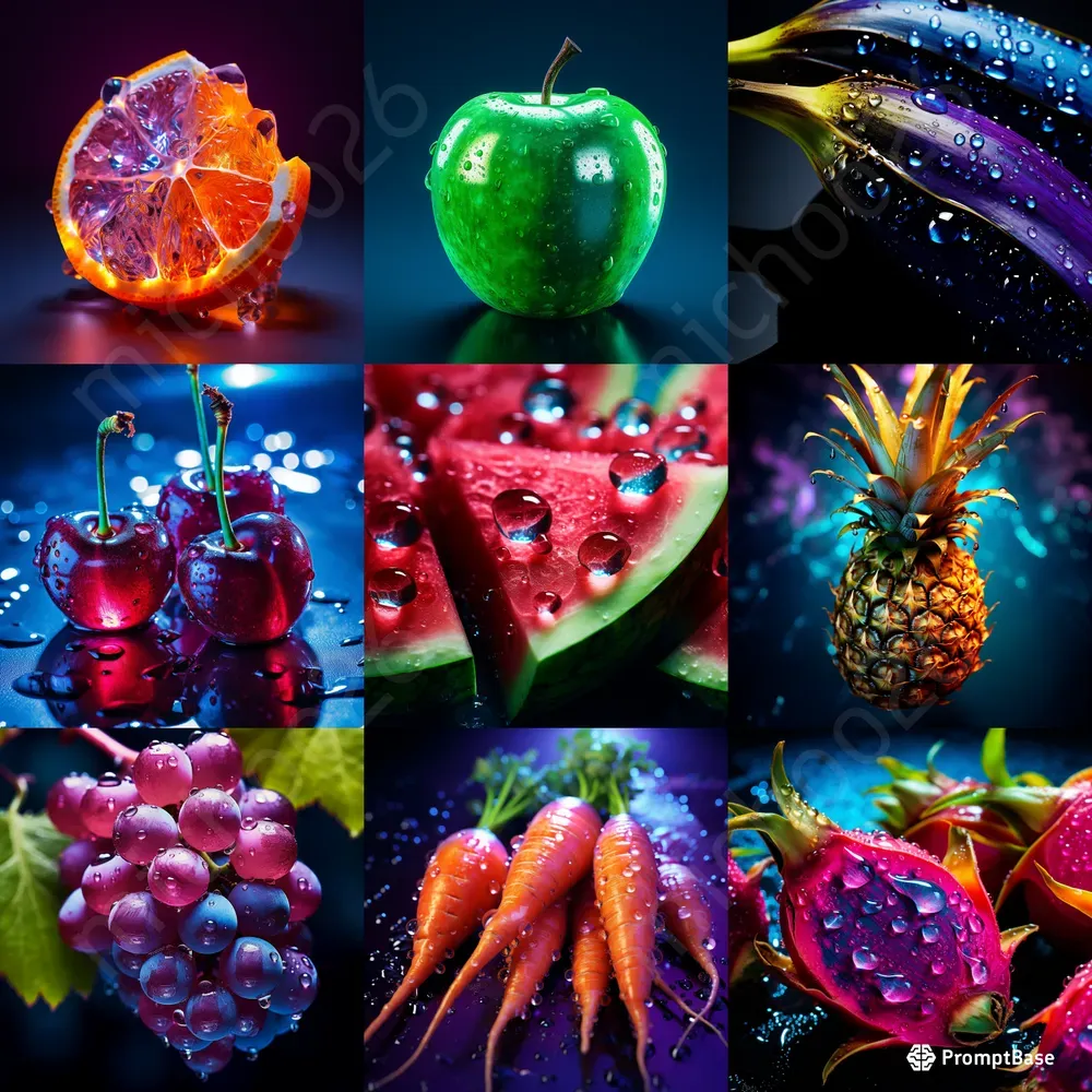 Illuminated With Fruit Colors Midjourney Prompt | PromptBase