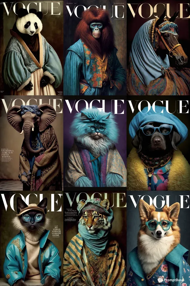 Animals Featured On Vogue Covers Midjourney Prompt | PromptBase