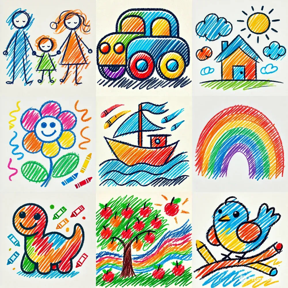 Toddler Crayon Drawings DALL·E Prompt | PromptBase