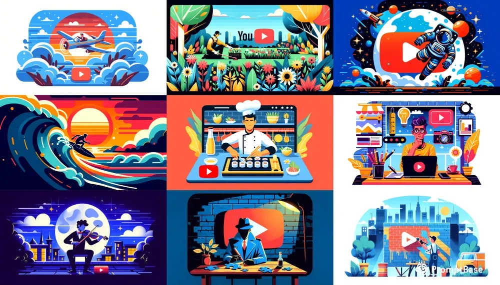 Vibrant Flat Thumbnails DALL·E Prompt | PromptBase