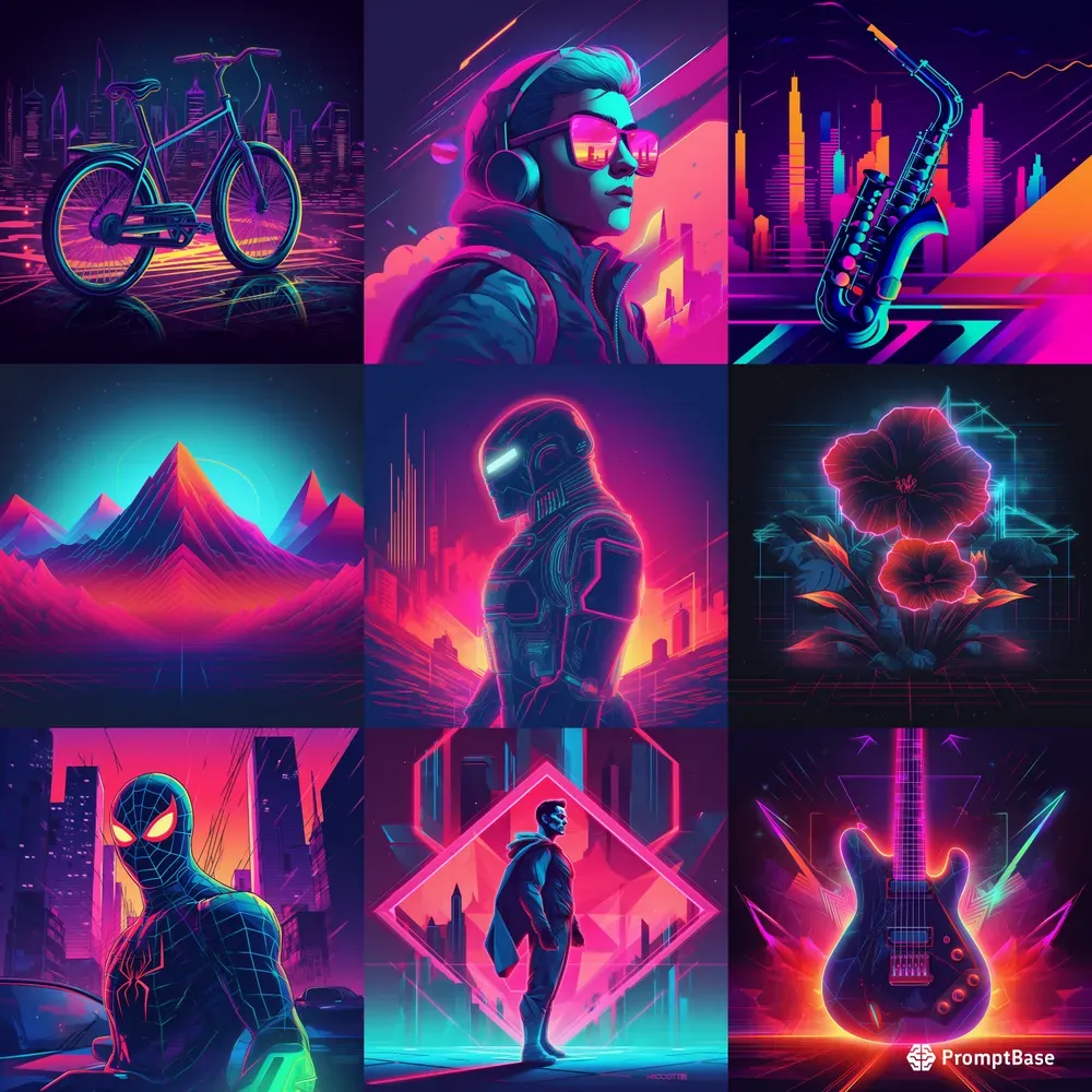 Synthwave Cover Art Illustrations Midjourney Prompt | PromptBase