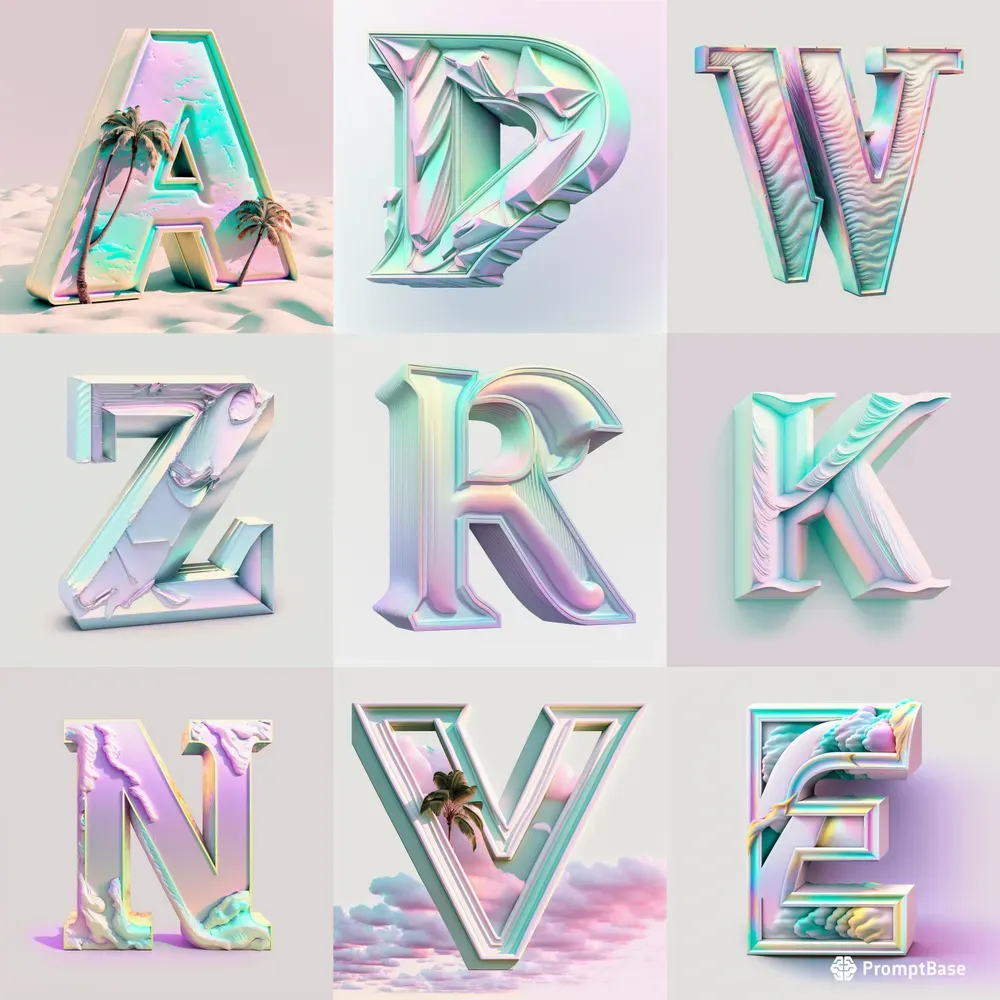 Vaporwave Letters Midjourney Prompt | PromptBase