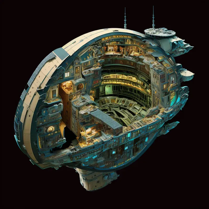 Starship Technical Manual Cross Sections Midjourney Prompt | PromptBase