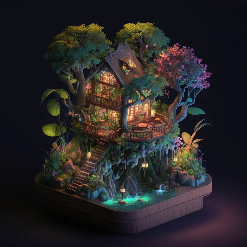 Cosy Isometric Fantasy Houses Midjourney Prompt | PromptBase