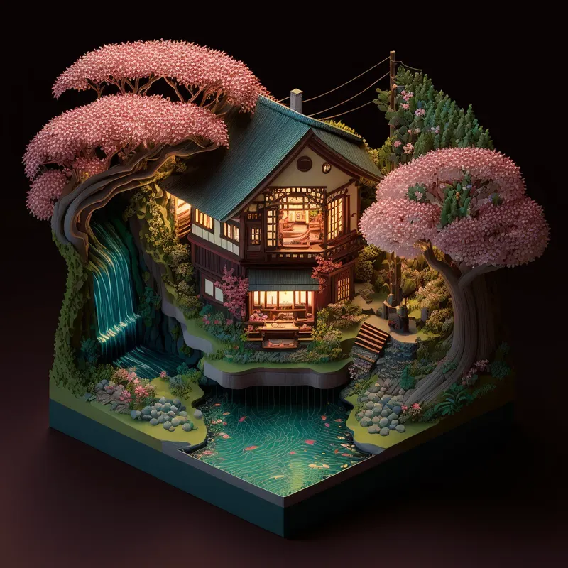 Cosy Isometric Fantasy Houses Midjourney Prompt | PromptBase