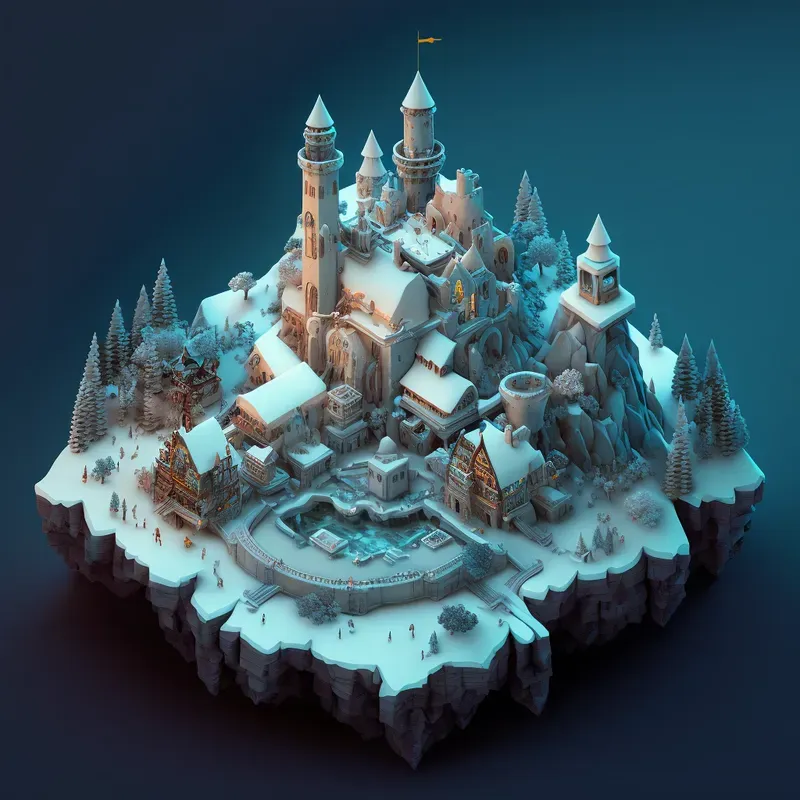 Isometric Video Game Castles Midjourney Prompt | PromptBase