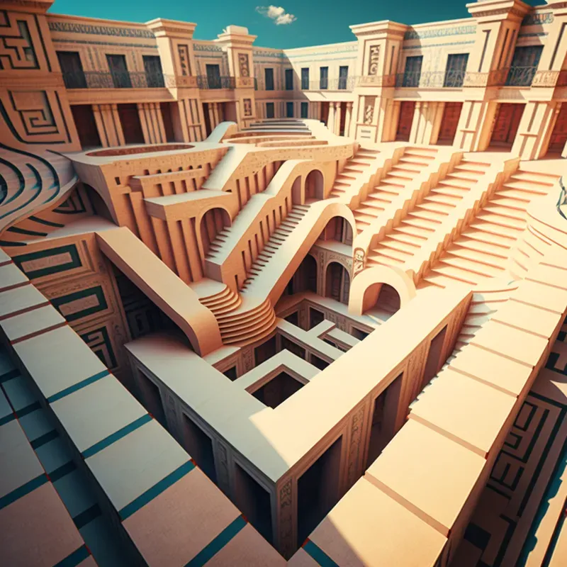 Mc Escher Optical Illusion Architectures Midjourney Prompt | PromptBase