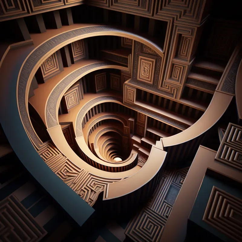 Mc Escher Optical Illusion Architectures Midjourney Prompt | PromptBase