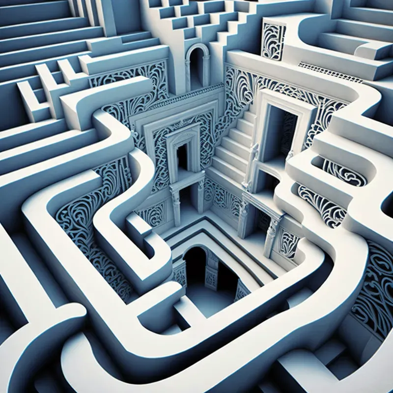 Mc Escher Optical Illusion Architectures Midjourney Prompt | PromptBase