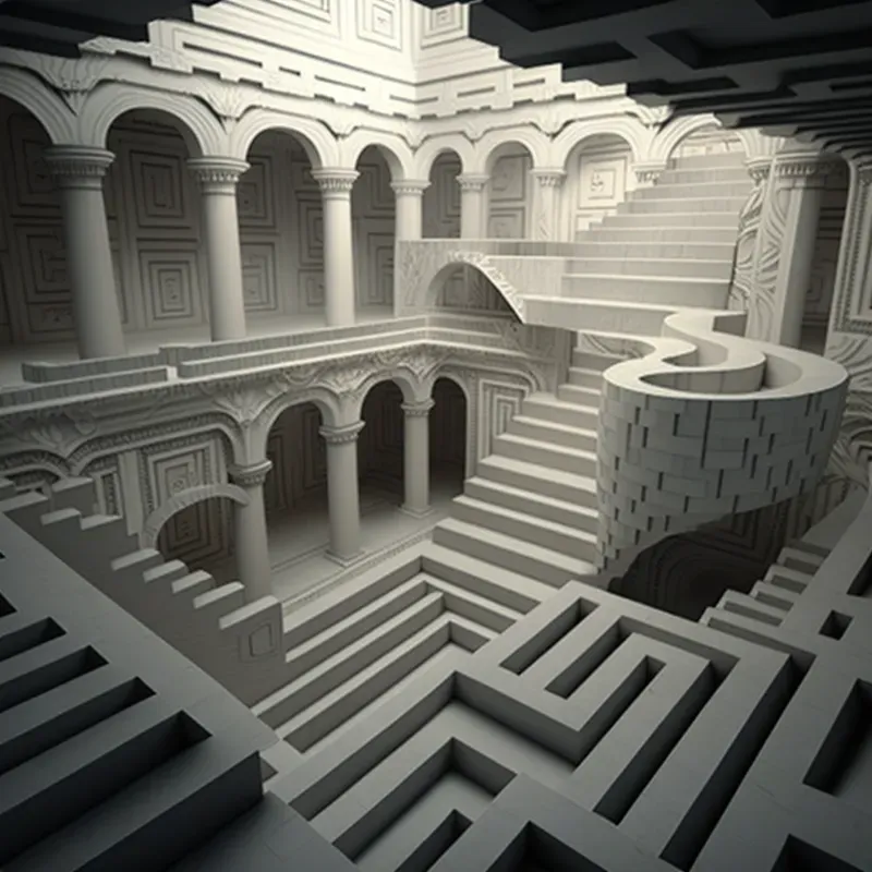 Mc Escher Optical Illusion Architectures Midjourney Prompt | PromptBase