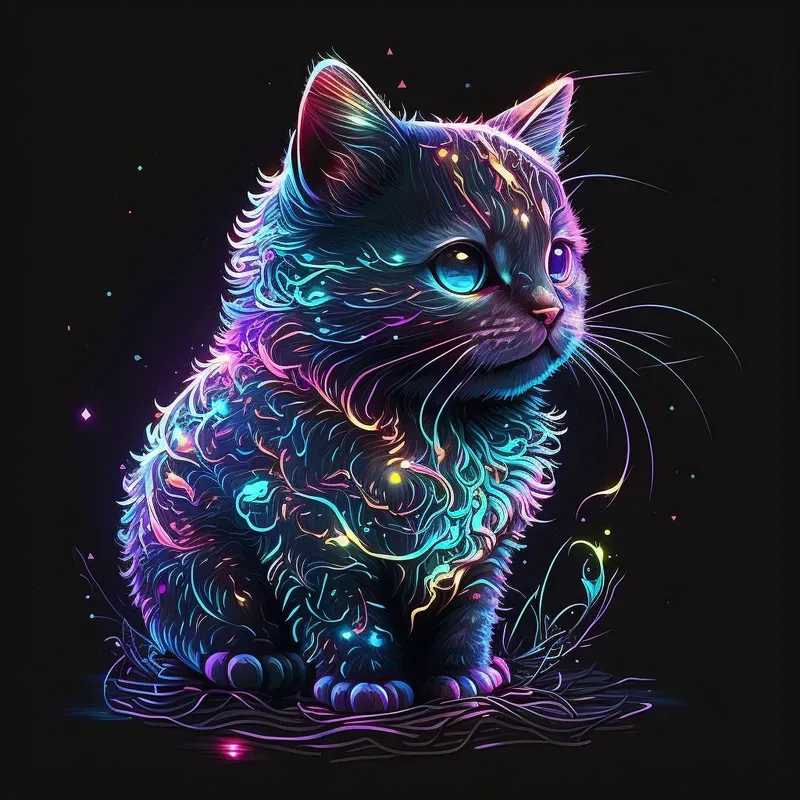 Cute Chibi Neon Animals Midjourney Prompt | PromptBase