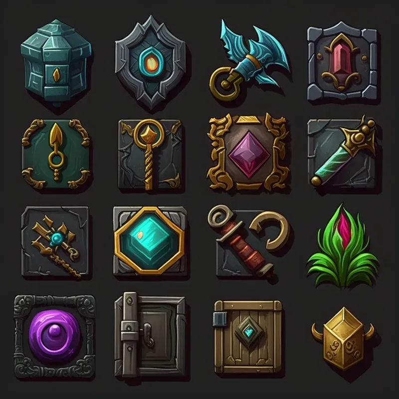 Game Fantasy RPG Inventory Items Midjourney Prompt | PromptBase