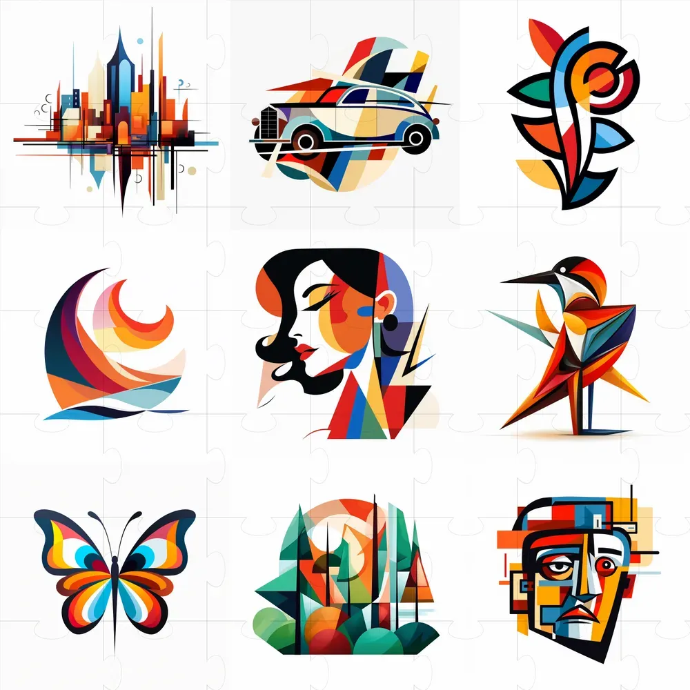 Cubist Logos Midjourney Prompt | PromptBase