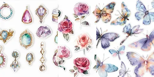 Stickers Of Watercolor Illustrations Midjourney Prompt | PromptBase