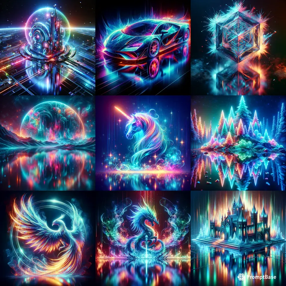 Neon Colored Artworks Of Subjects DALL·E Prompt | PromptBase