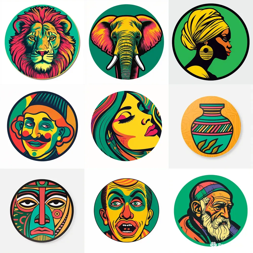 Acid Wood Print Round Logos Midjourney Prompt | PromptBase