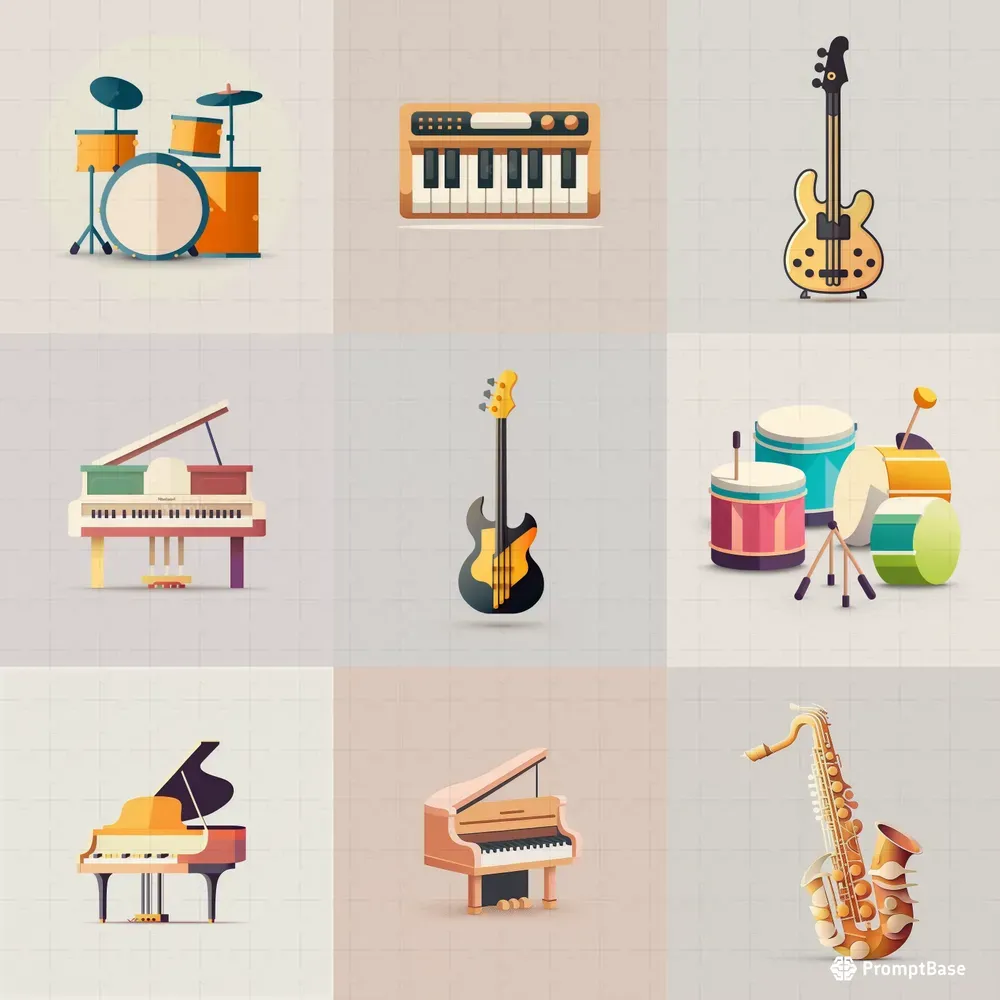 Musical Instrument Emojis Midjourney Prompt | PromptBase