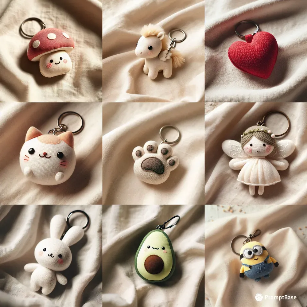 Design Of Cute Soft Keychains DALL·E Prompt | PromptBase