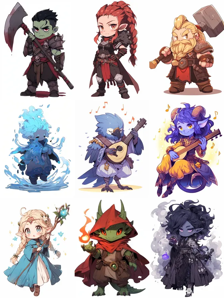 DnD Chibi Fantasy Character Art Midjourney Prompt | PromptBase